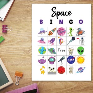 Space Bingo Cards Printable, Birthday Bingo for Kids, Space Birthday ...