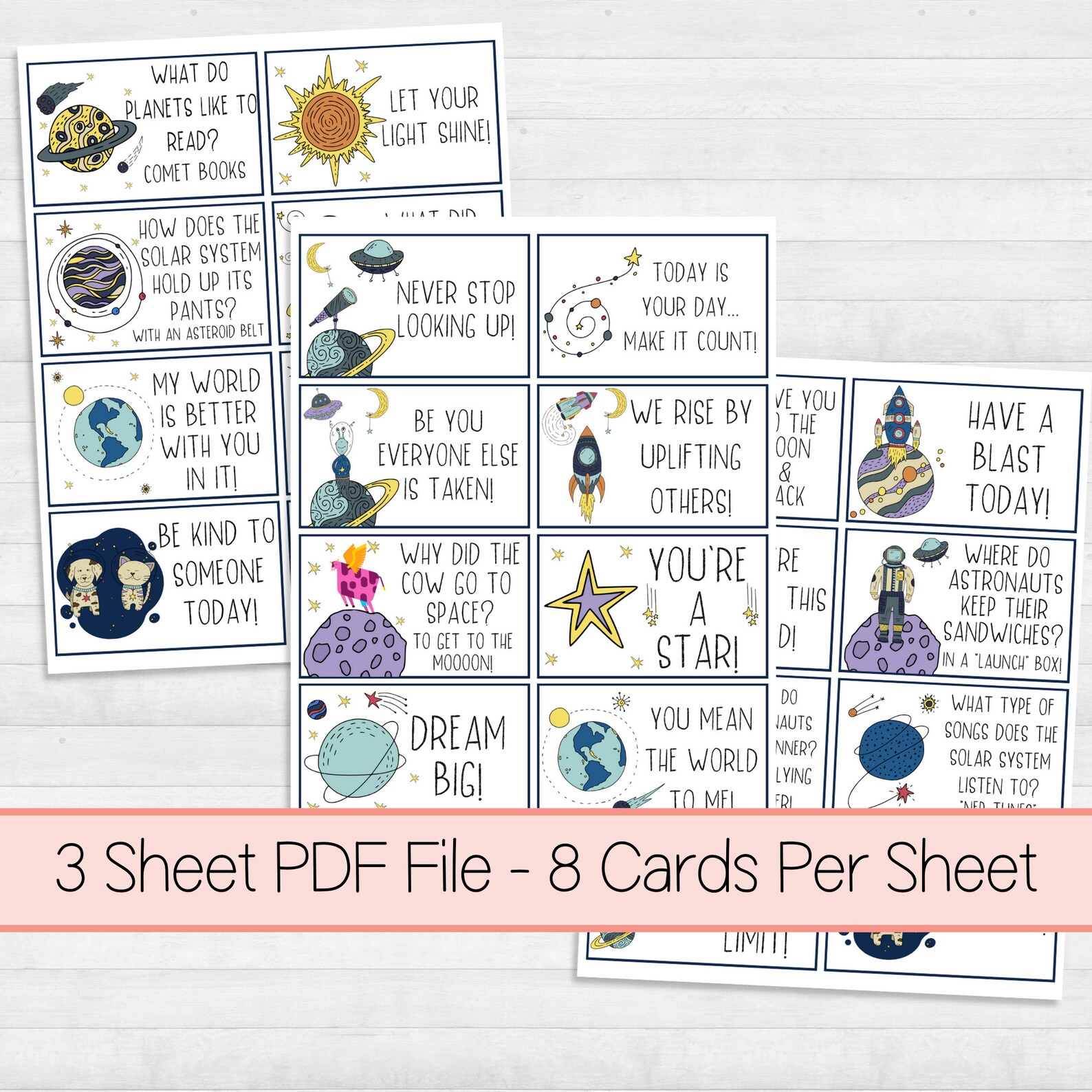 Lunchbox Notes Printable, Affirmation Cards for Kids, Space Gifts for ...
