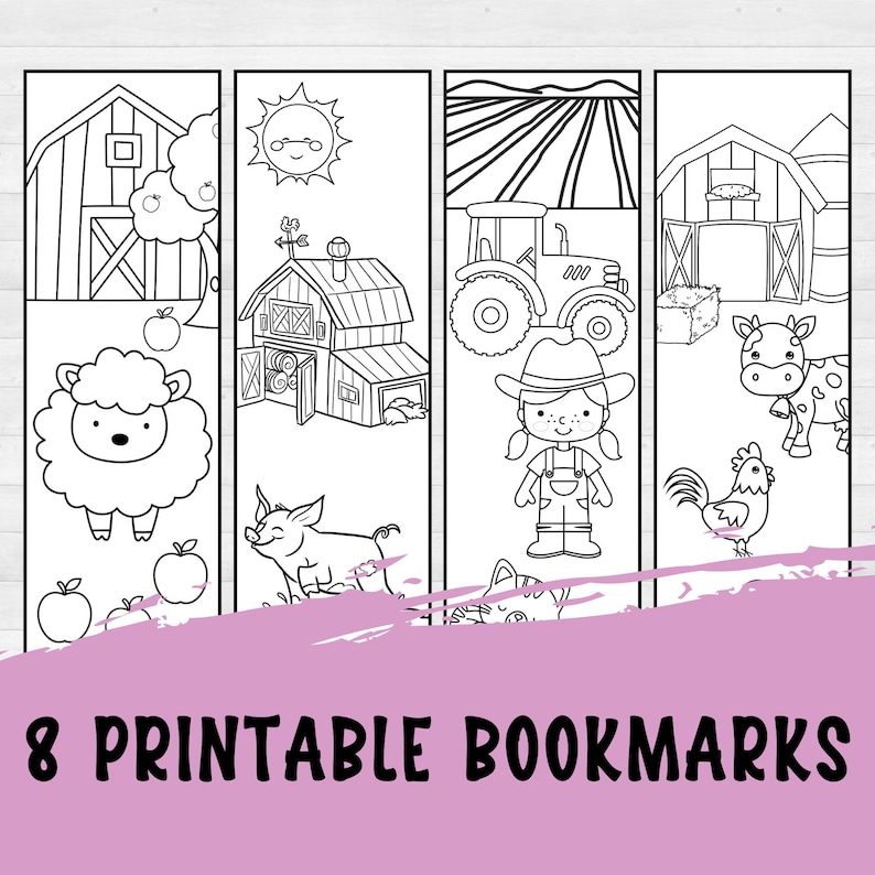 Farm Bookmarks to Color, Barnyard Party Favors, Cheap Gifts for ...
