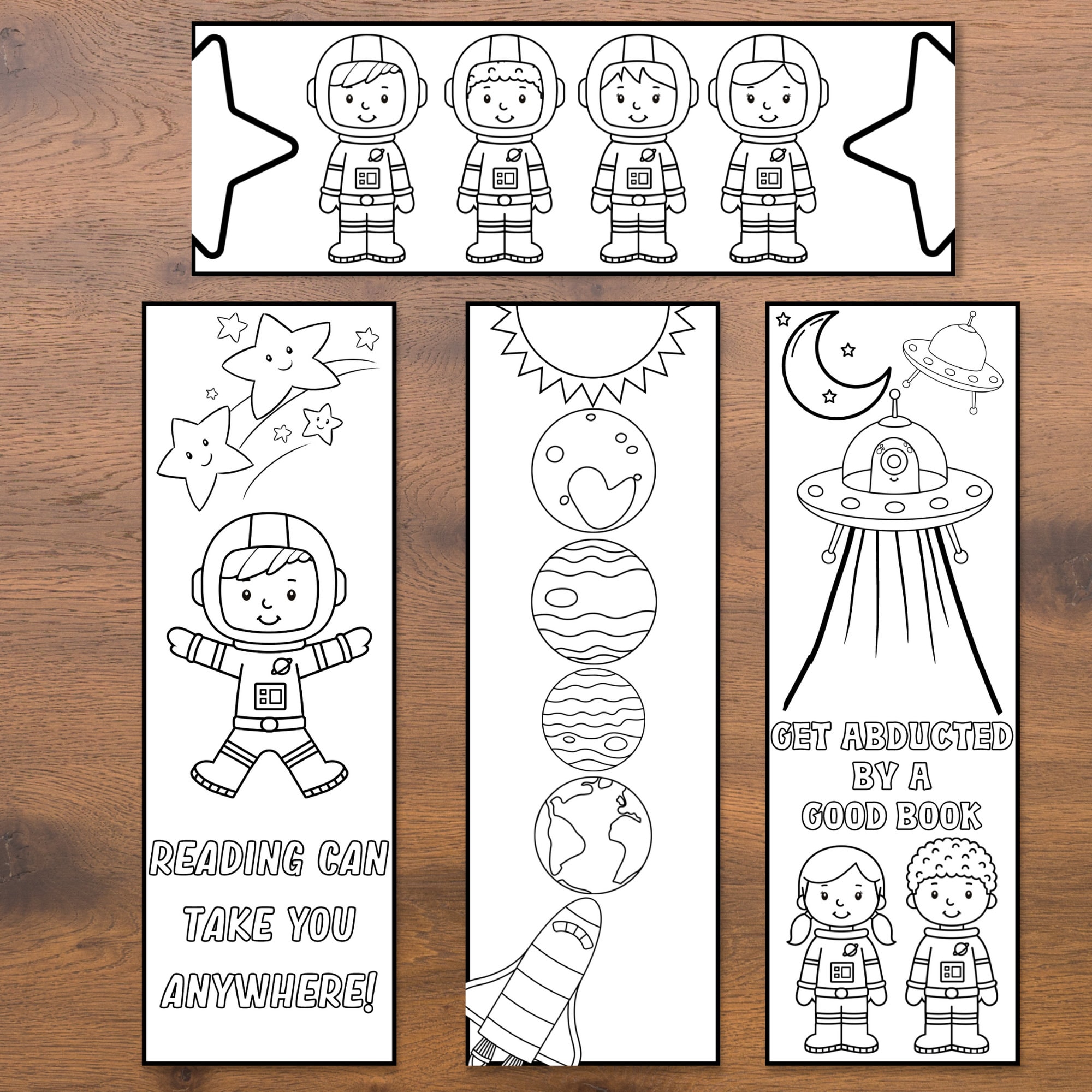 Astronaut Coloring Page, Bookmarks to Color, Space Gifts for Kids ...