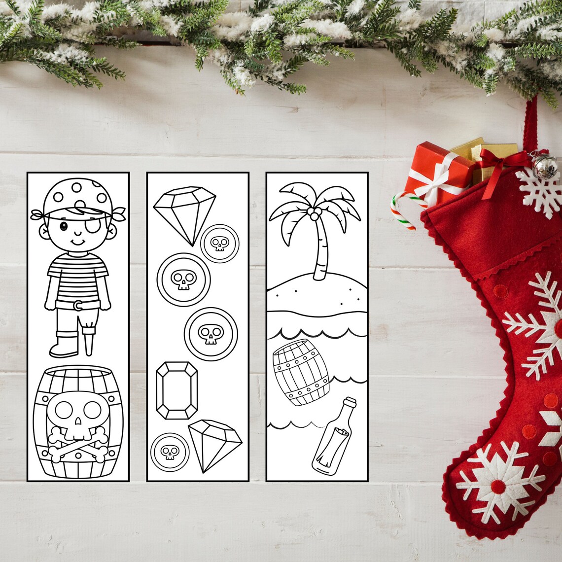 Bookmarks to Color, Pirate Party Favors, Printable Gifts, Reading ...
