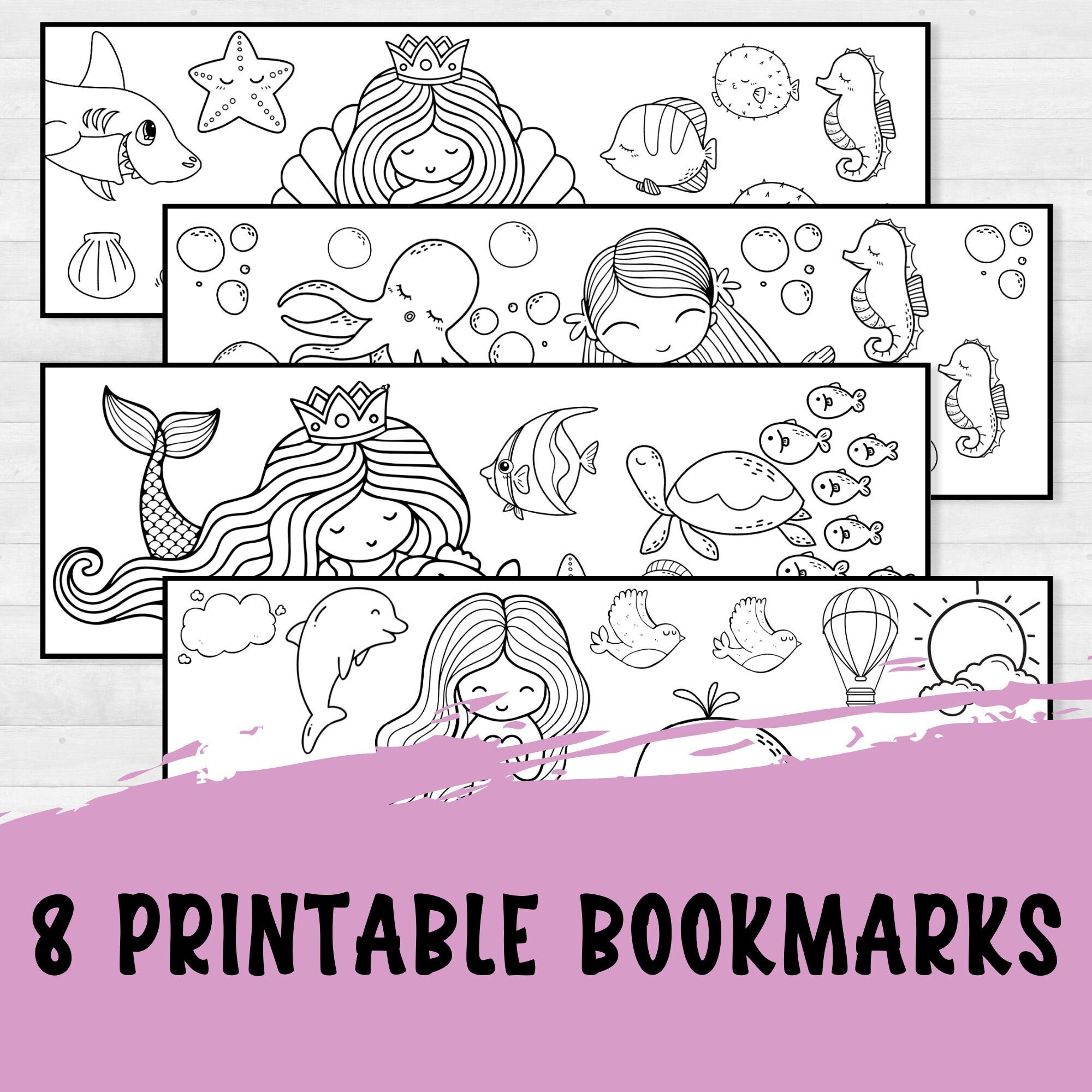 Printable Bookmarks to Color, Mermaid Gifts for Girls, Cheap Party ...