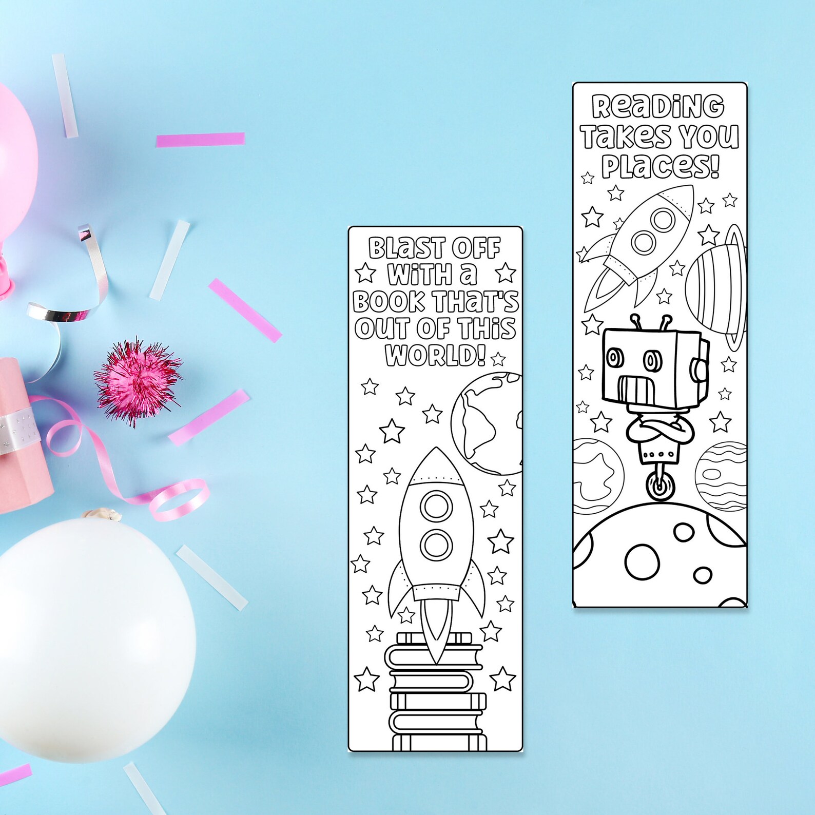 Space Bookmark, Printable Bookmarks for Kids, Space Party Favors ...
