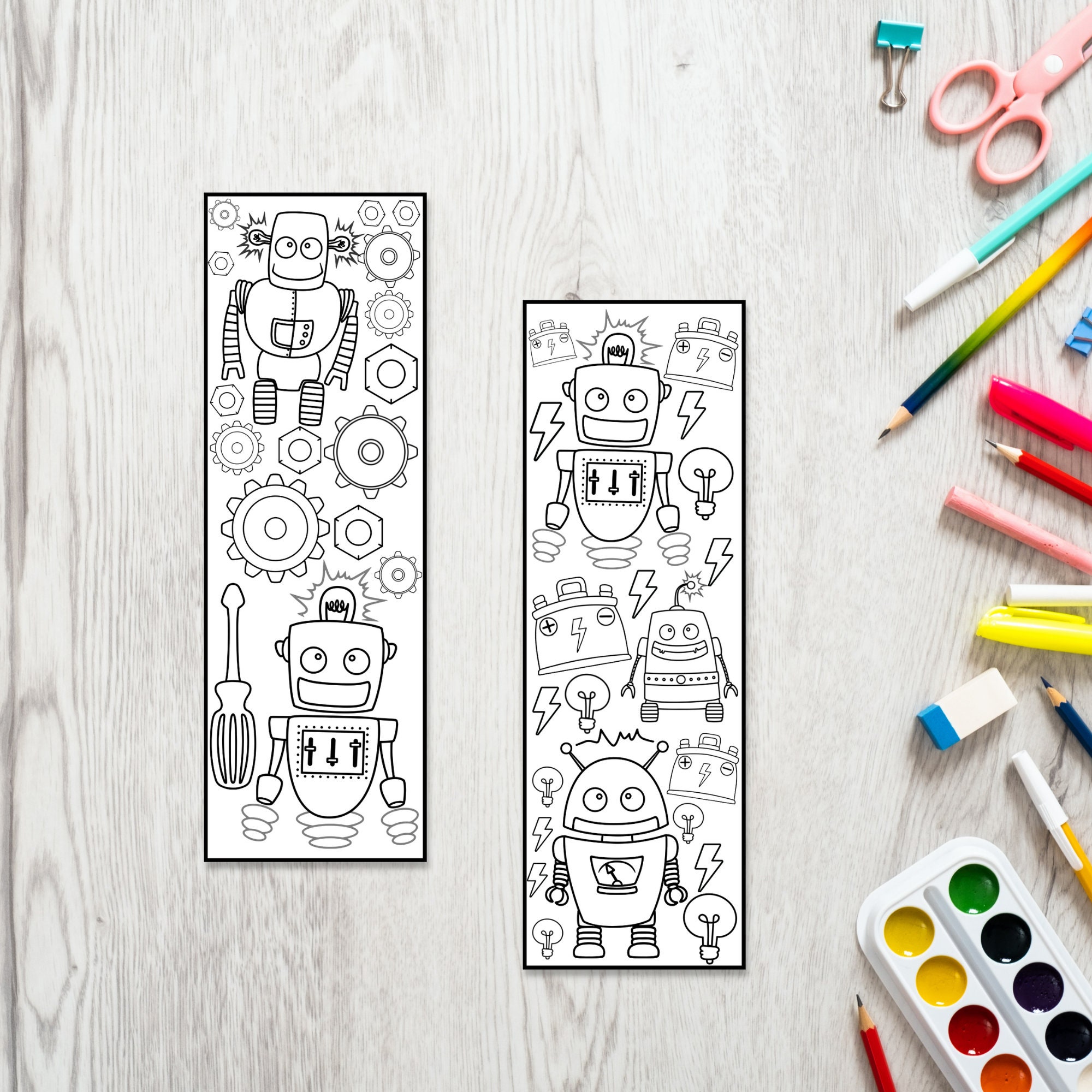 Robot Party Favor, Printable Bookmarks to Color, Reading Rewards for ...