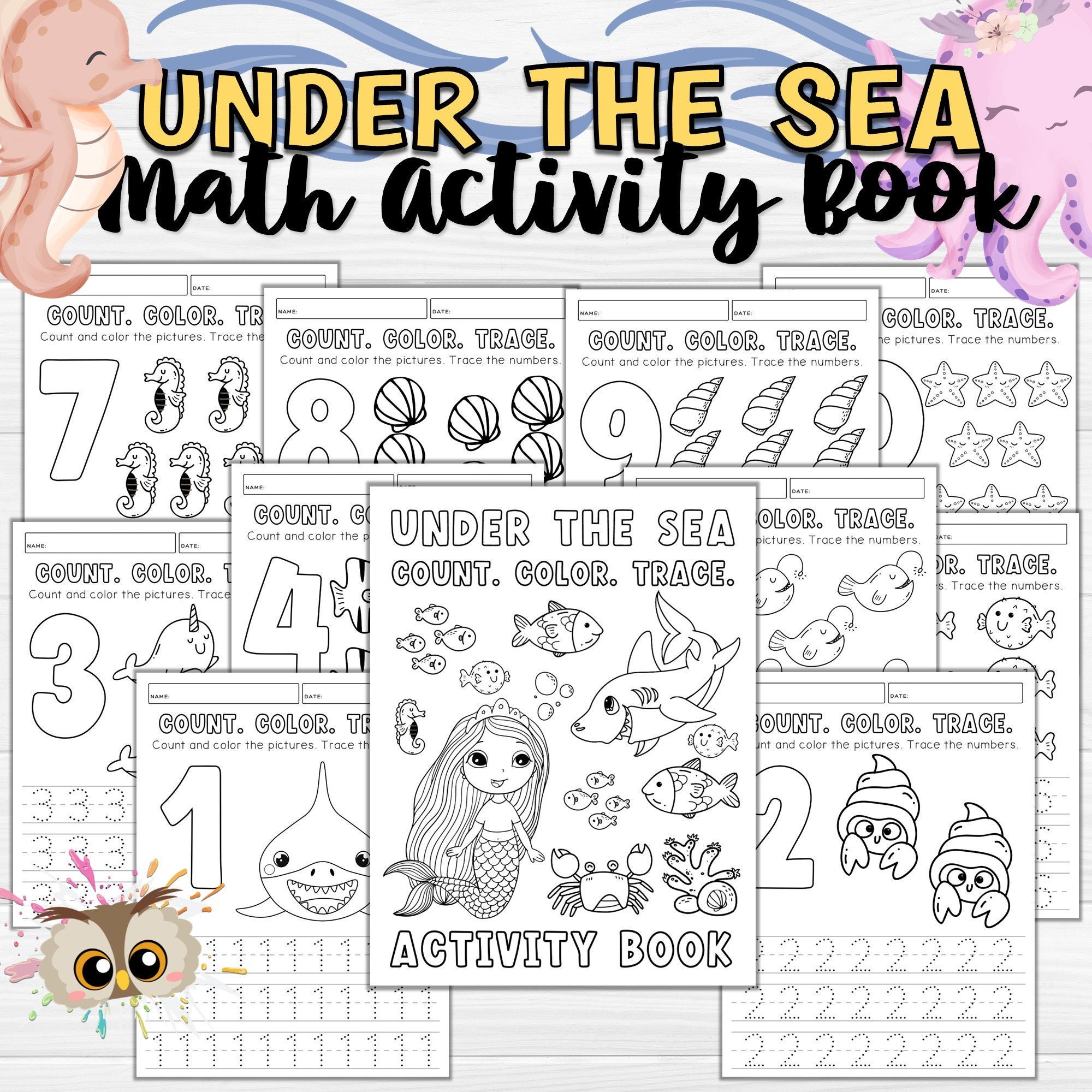 Math Activity Book, Ocean Coloring Book, Counting Worksheets, Number ...