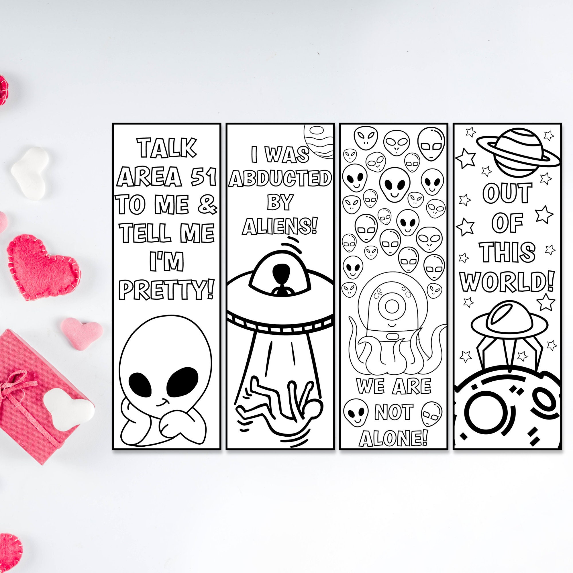 Alien Party Favors, Bookmarks to Color for Kids, UFO Gifts, Unique ...