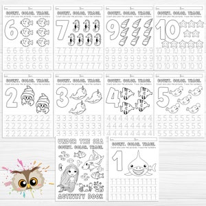 Math Activity Book, Ocean Coloring Book, Counting Worksheets, Number ...