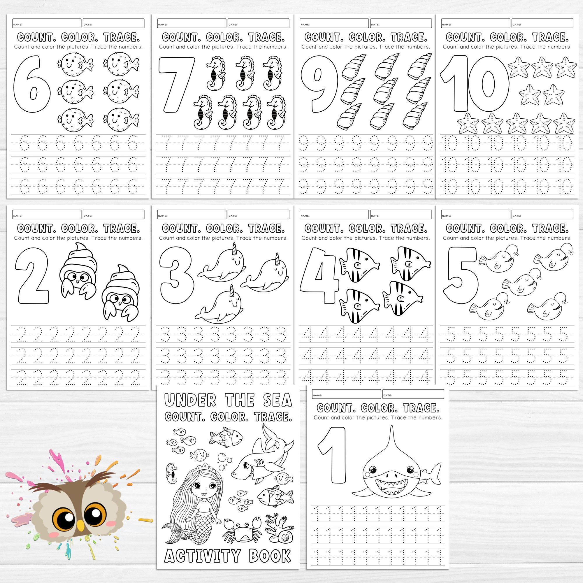Math Activity Book, Ocean Coloring Book, Counting Worksheets, Number ...