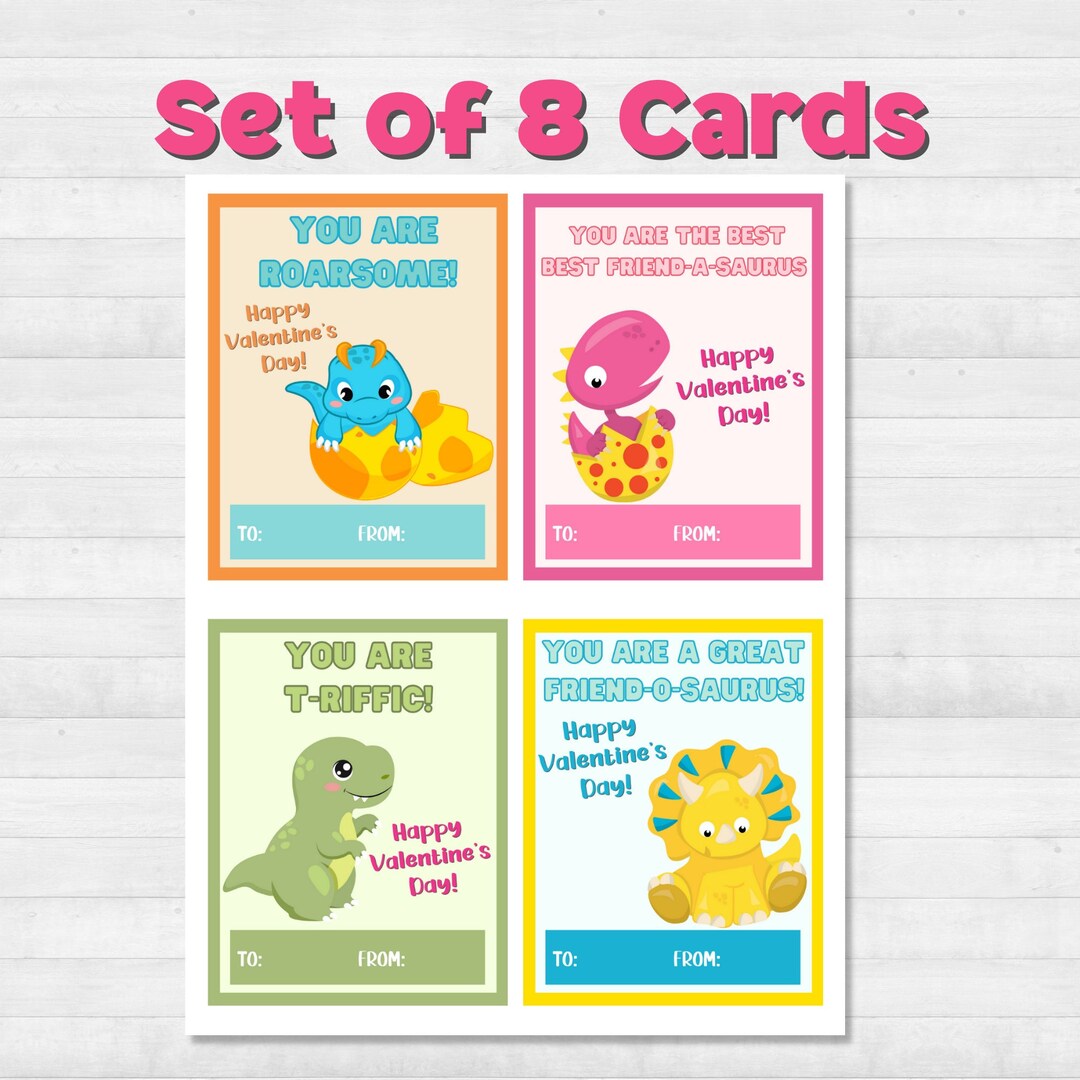 Dinosaur Valentine Card, Dinosaur Gift for Kids, Printable Valentines ...