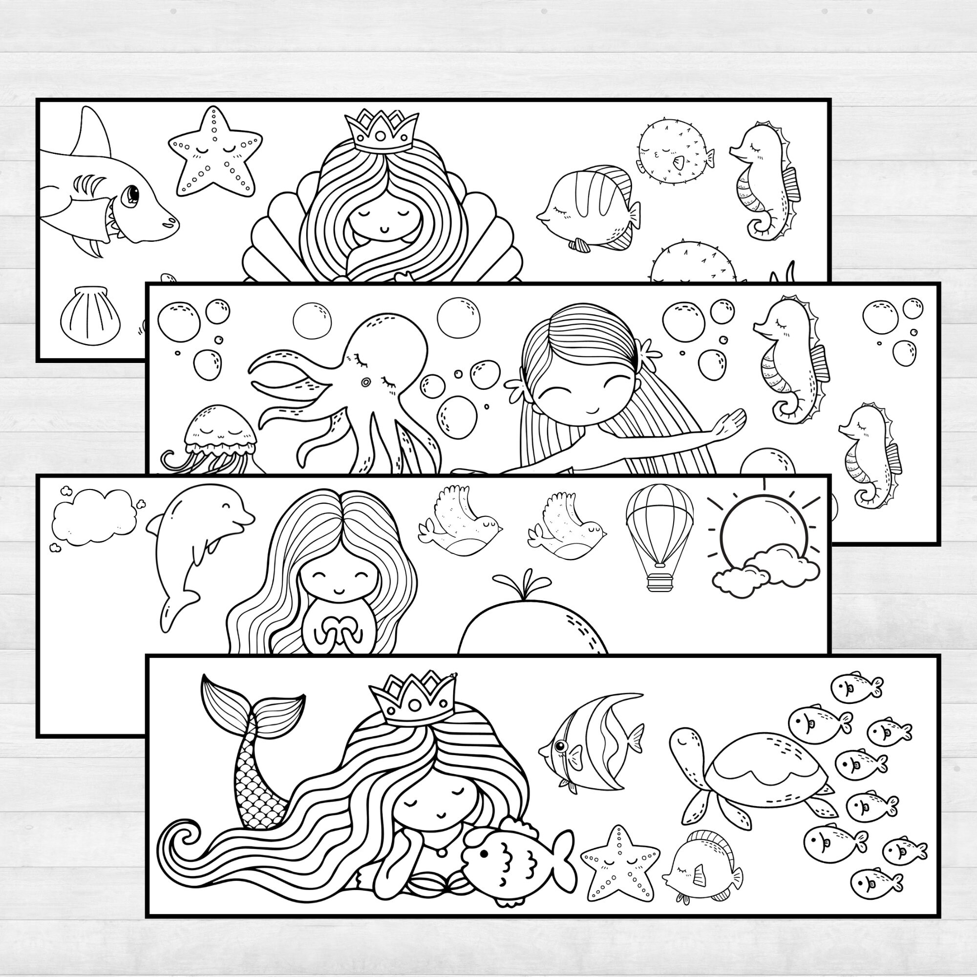 Printable Bookmarks to Color, Mermaid Gifts for Girls, Cheap Party ...