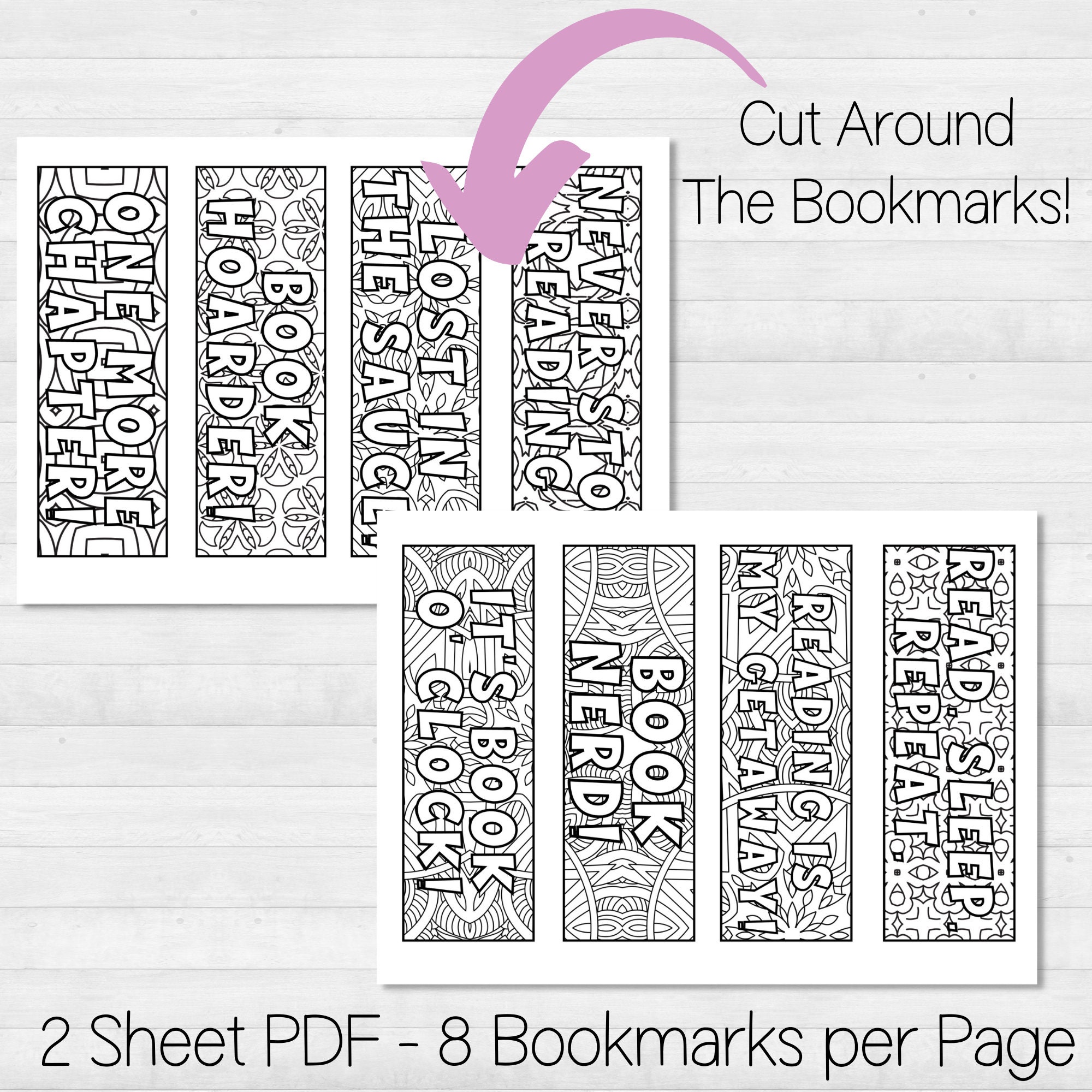 Zentangle Bookmark, Bookmarks to Color, Book Club Gift Ideas, Reading ...