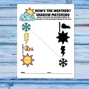 Shadow Matching Game, Printable Homeschool Worksheet, Weather ...