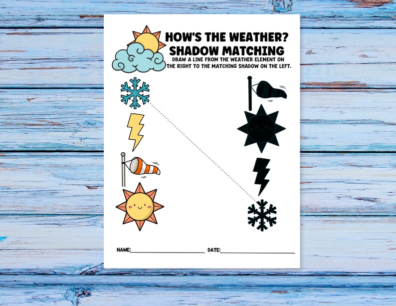 Shadow Matching Game, Printable Homeschool Worksheet, Weather ...