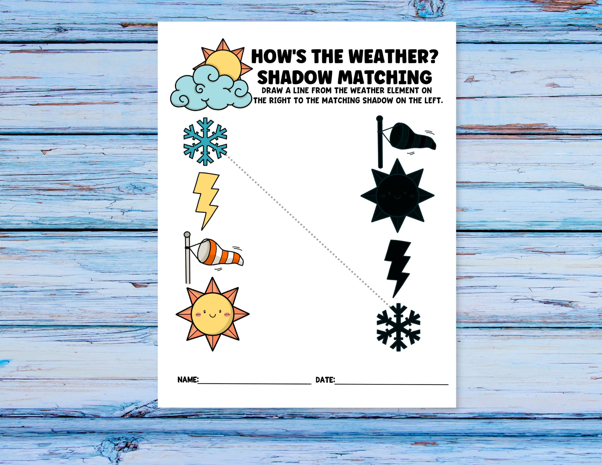 Shadow Matching Game, Printable Homeschool Worksheet, Weather ...