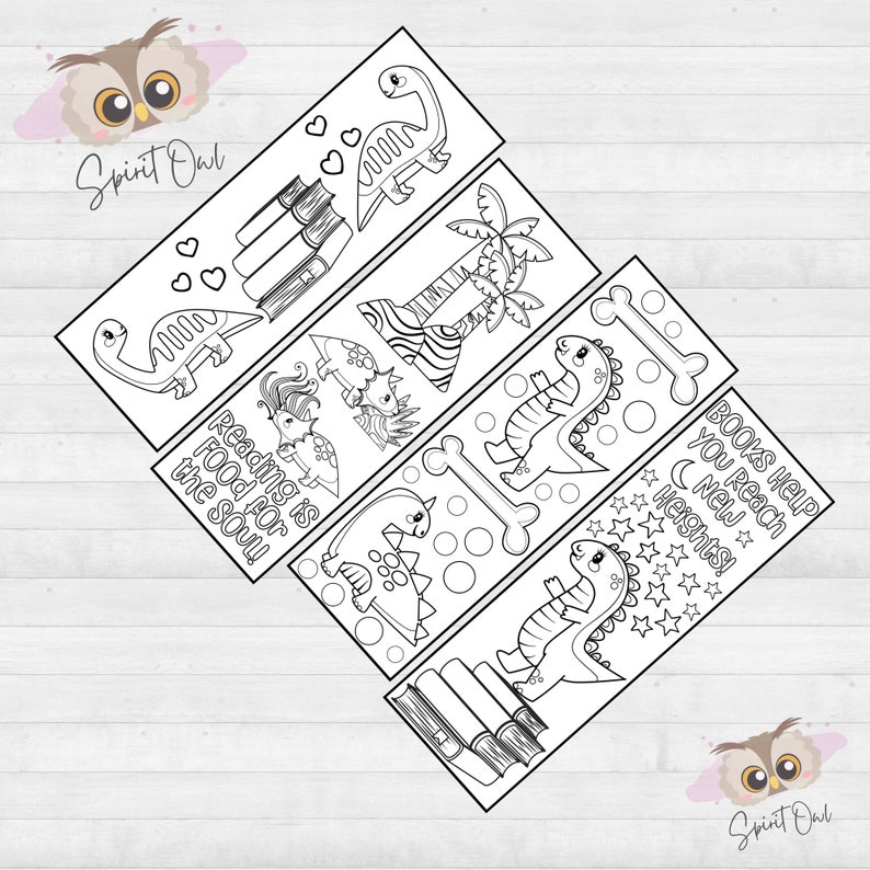 Dinosaur Bookmark Printable Coloring Bookmarks Dinosaur - Etsy India