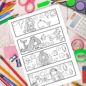 Printable Bookmarks to Color, Mermaid Gifts for Girls, Cheap Party ...