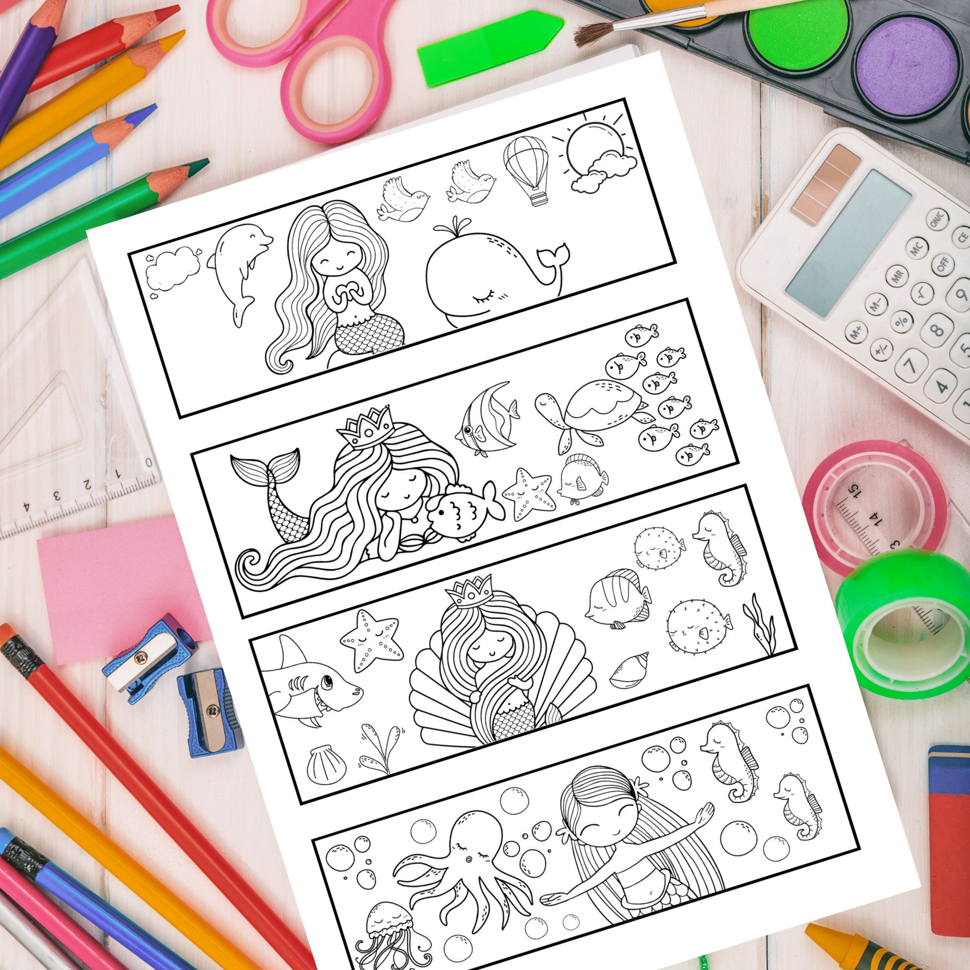 Printable Bookmarks to Color, Mermaid Gifts for Girls, Cheap Party ...