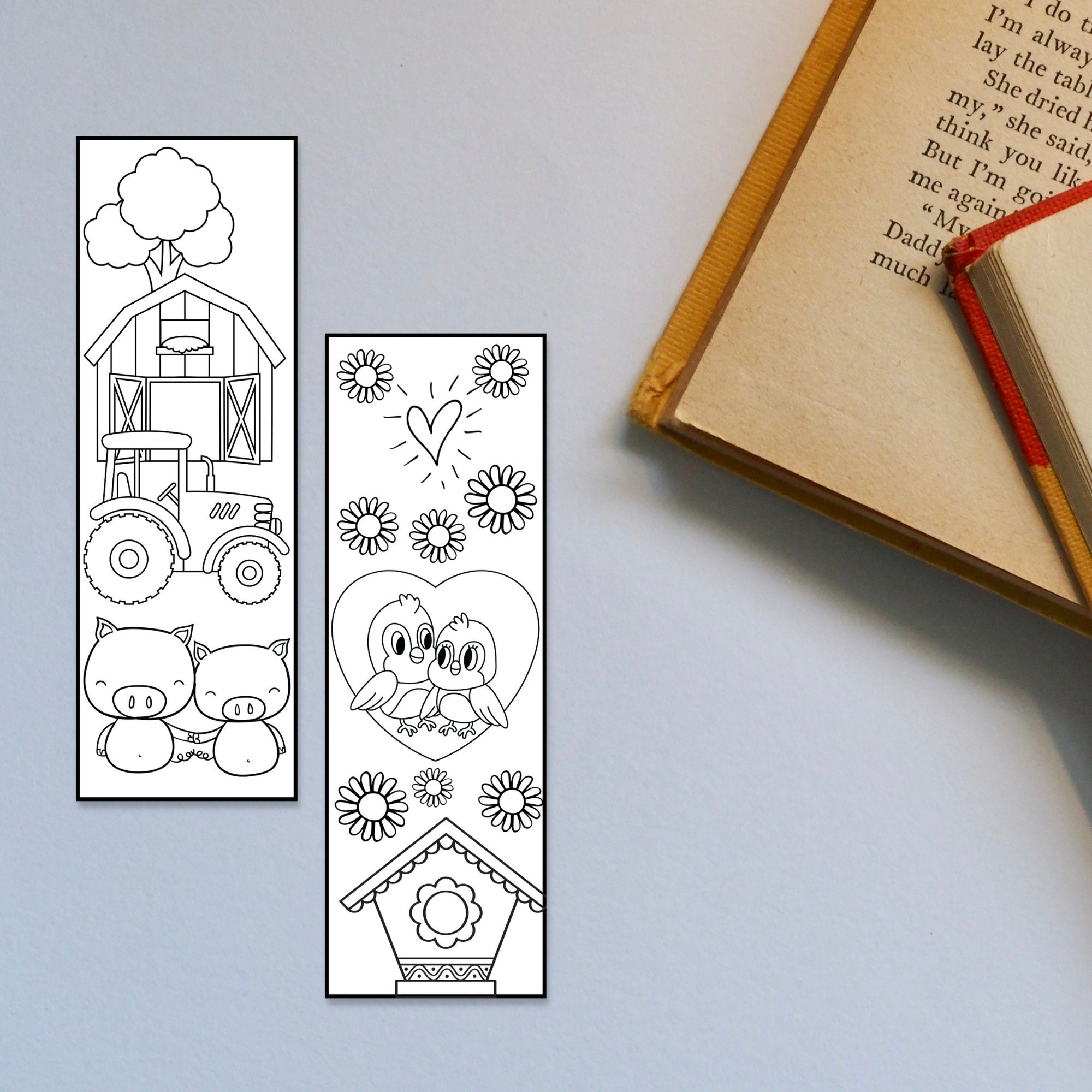 Bookmarks to Color, Last Minute Gift, Animal Coloring Pages, Printable ...