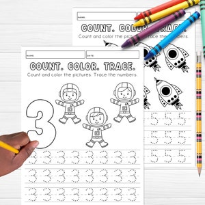 Space Activity Printable, Counting Activities, Kindergarten Tracing ...