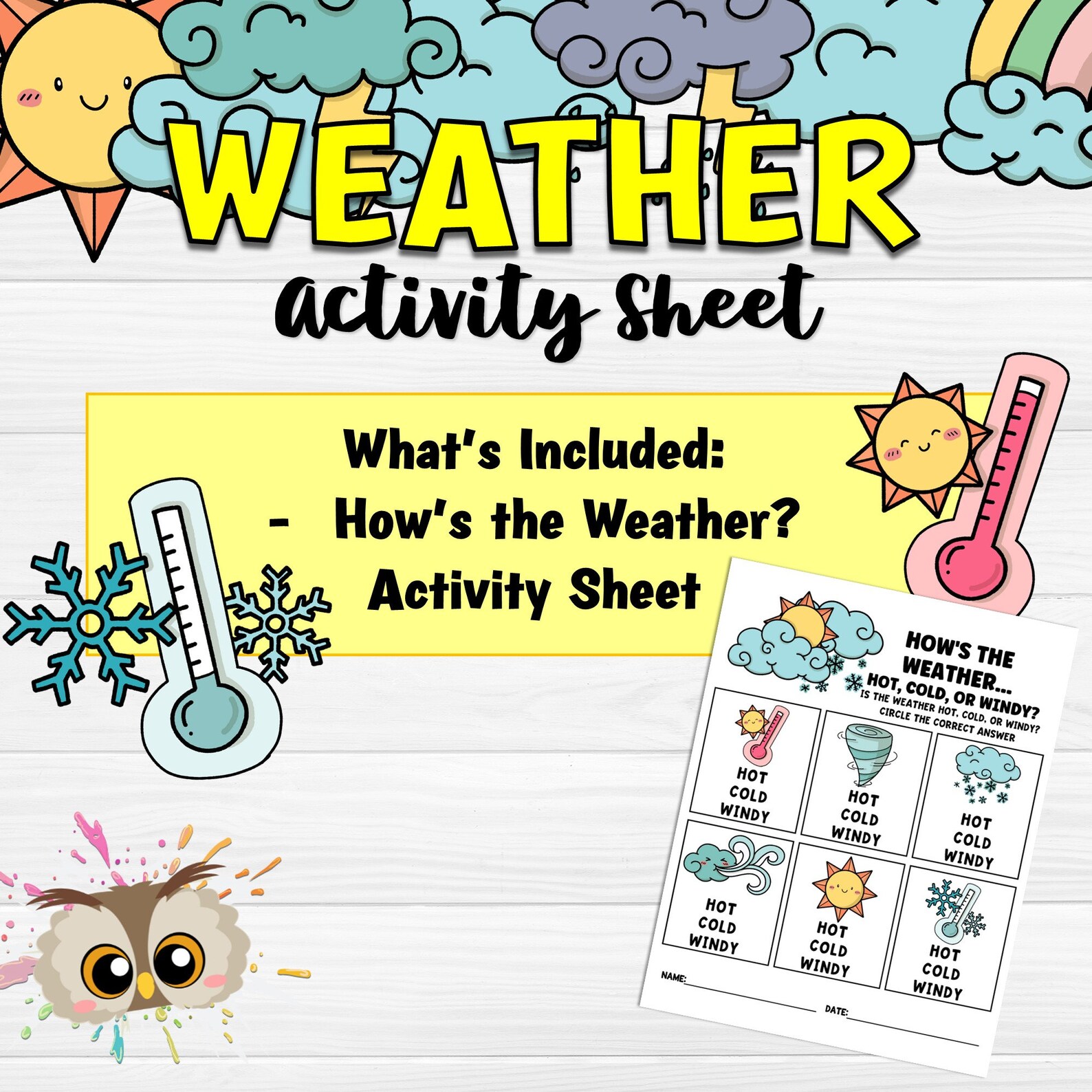 Printable Homeschool Worksheet, Weather Activities, Learning Materials ...
