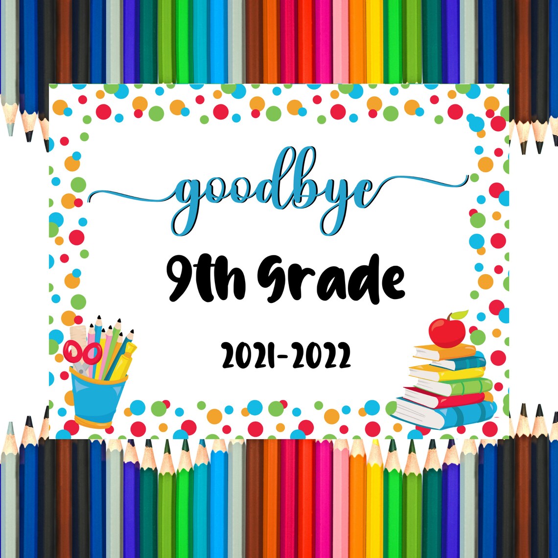 Back to Printable School Sign Hello 9th Grade High School | Etsy