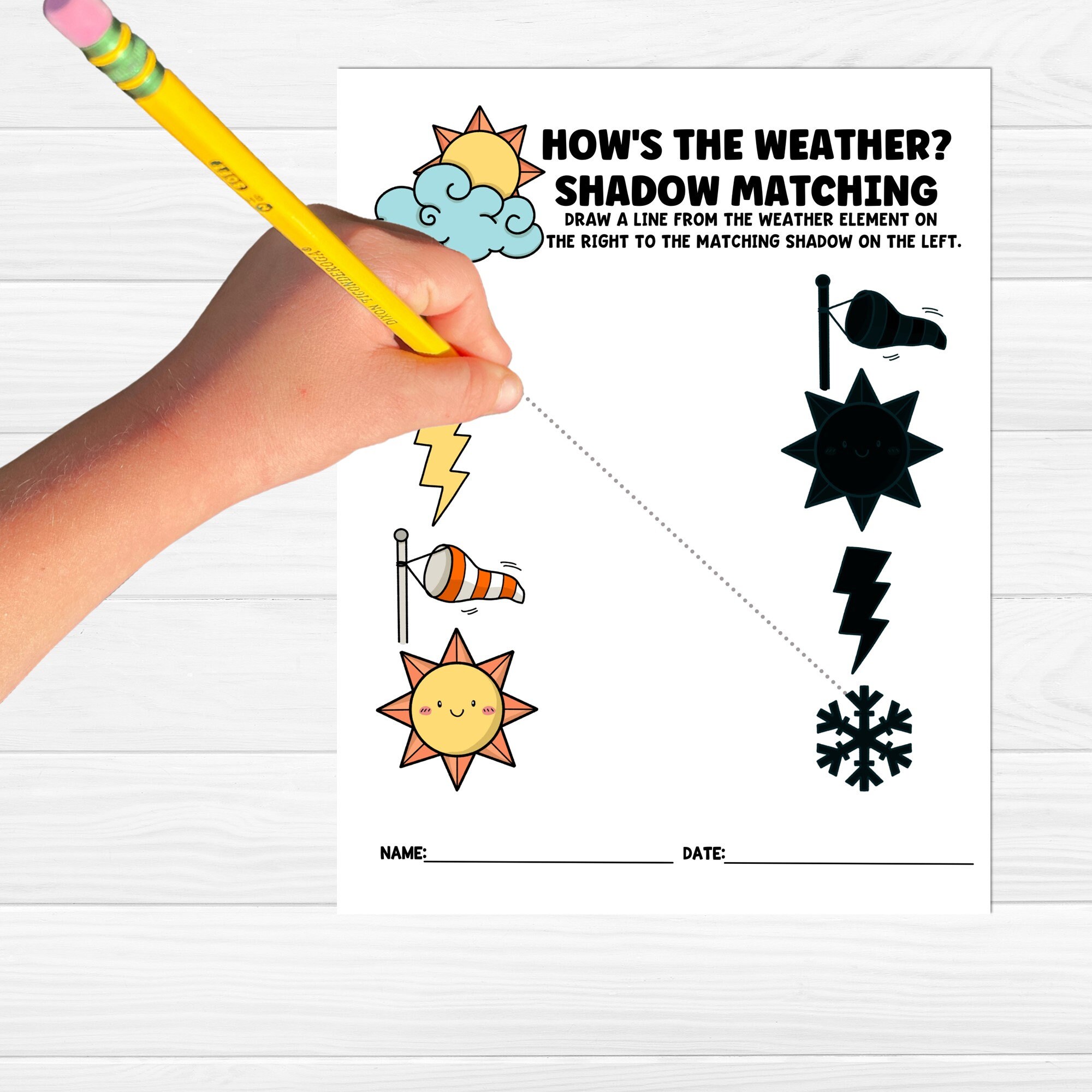 Shadow Matching Game, Printable Homeschool Worksheet, Weather ...