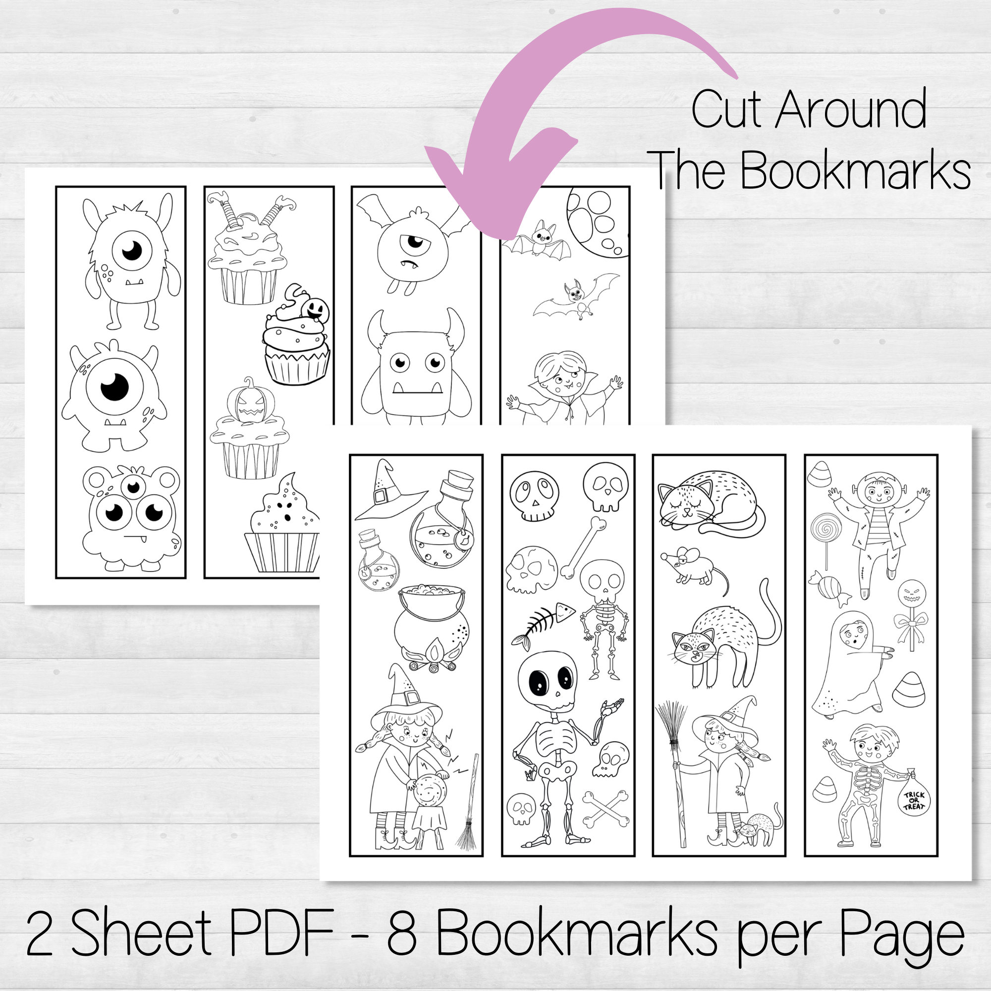 Halloween Bookmarks Coloring, Coloring Pages Download, Printable ...