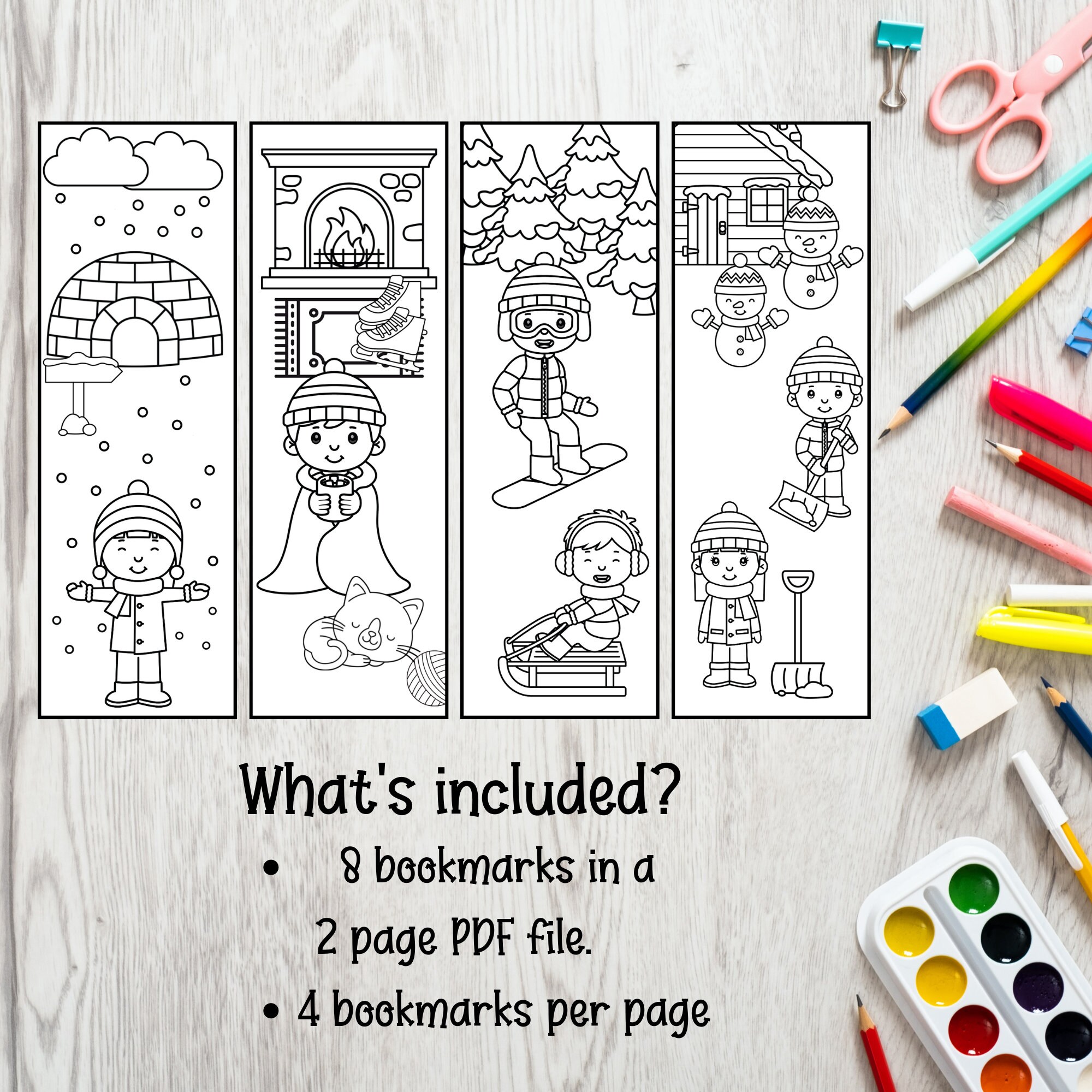Winter Bookmarks to Color, Student Gifts From Teacher, Reading Gifts ...