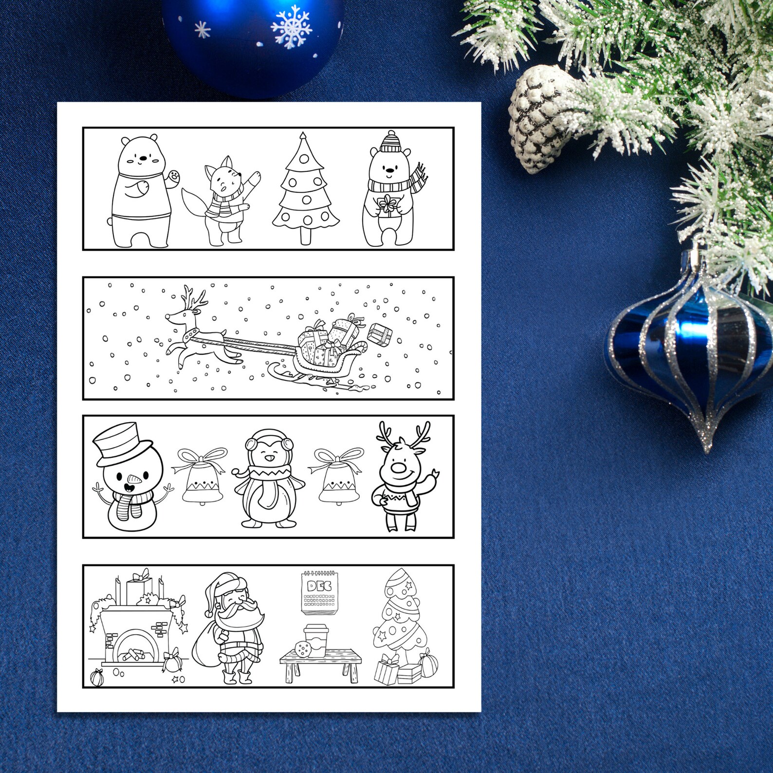 Christmas Activities for Kids, Holiday Bookmark, Printable Coloring ...
