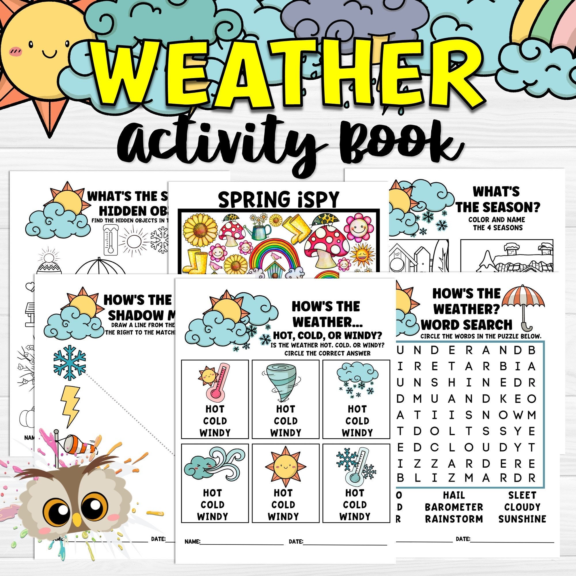 Weather Coloring Page, Learning Activity Book, Spring Worksheets ...