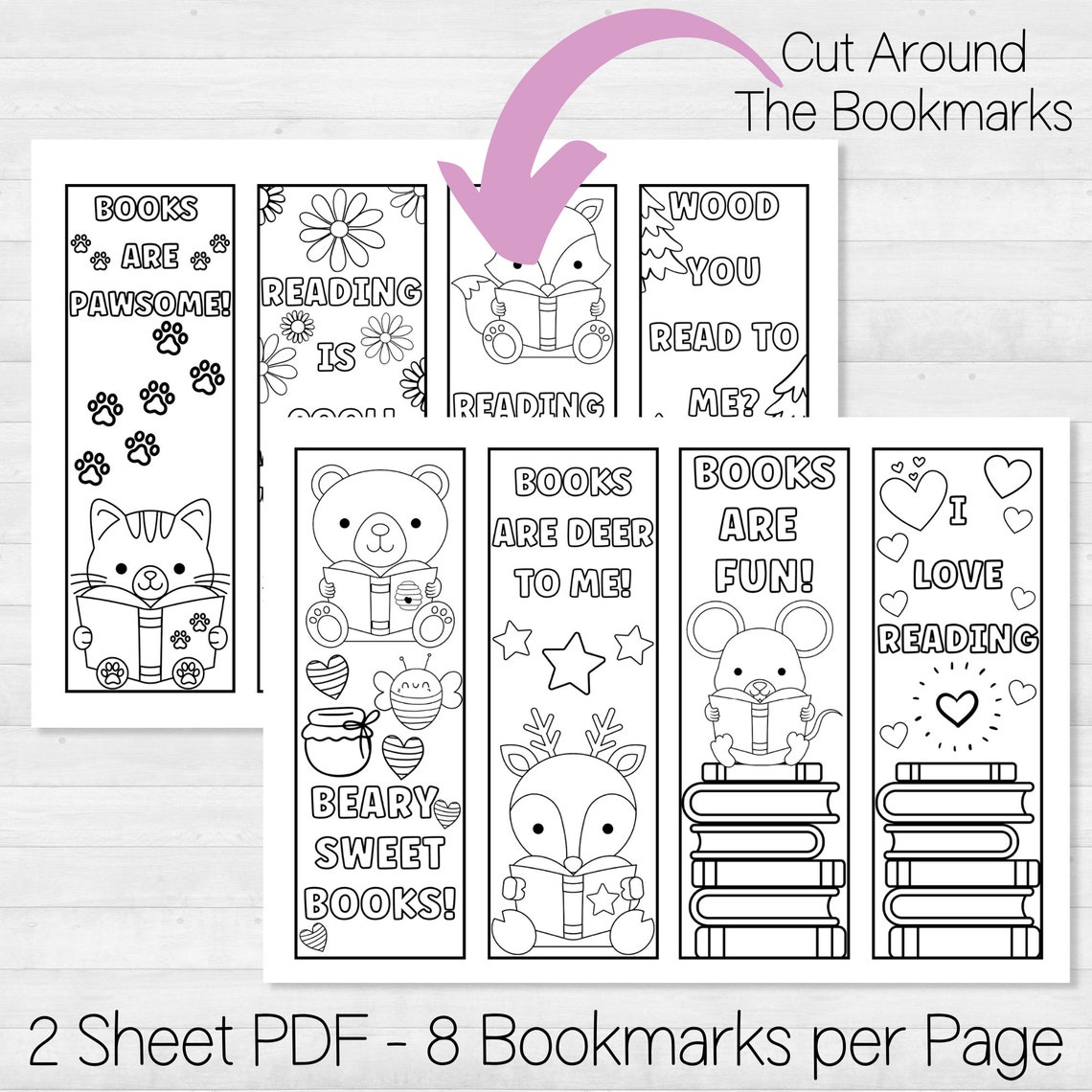 Woodland Animal Coloring Pages, Bookmarks to Color, Reading Rewards ...