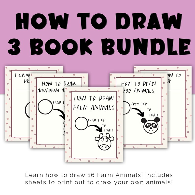 Learn to Draw Bundle, How to Draw Book, Art Gifts for Kids, Printable ...