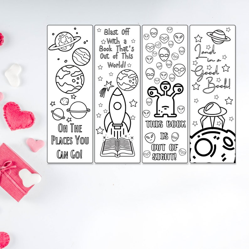 Coloring Bookmarks for Kids, Astronaut Party Favors, Space Gifts for ...