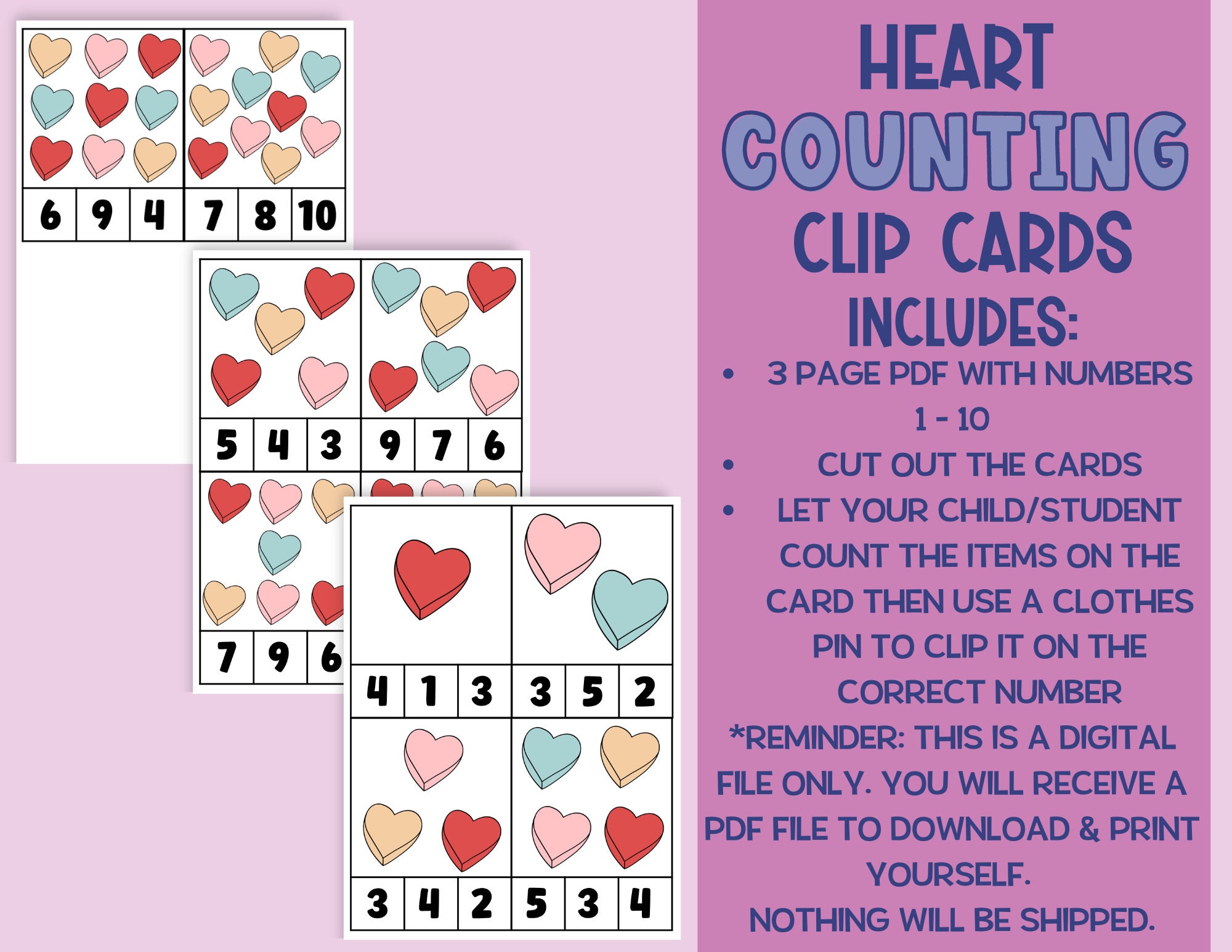 Math Flashcards, Counting Clip Cards, Homeschool Downloads, Printable ...