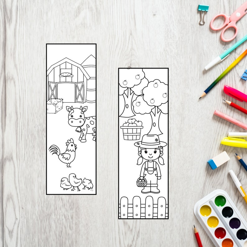 Farm Bookmarks to Color, Barnyard Party Favors, Cheap Gifts for ...