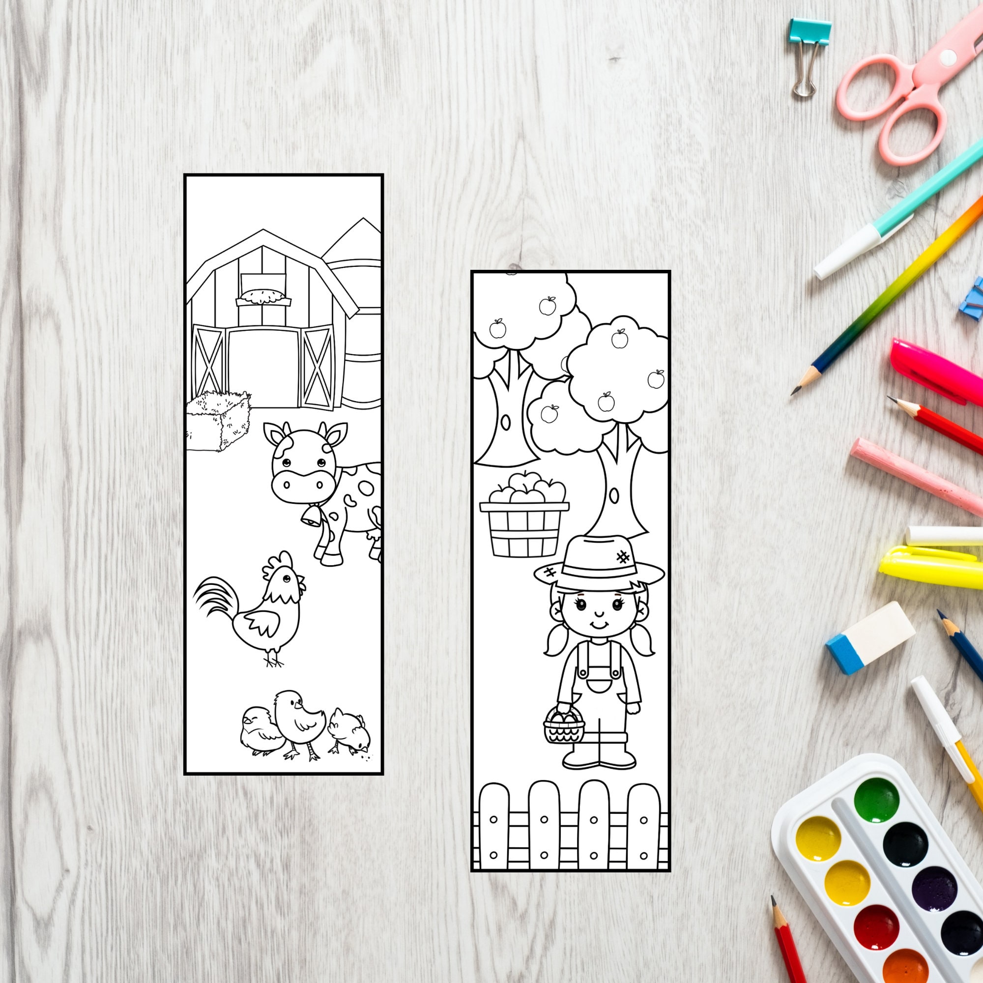 Farm Bookmarks to Color, Barnyard Party Favors, Cheap Gifts for ...
