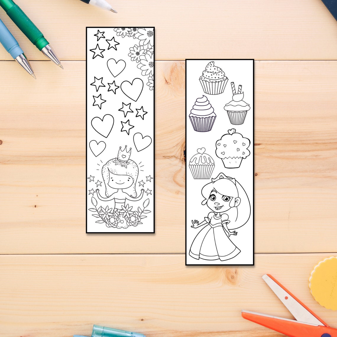 Bookmarks for Girls, Princess Party Favors, Coloring Bookmarks, Art ...