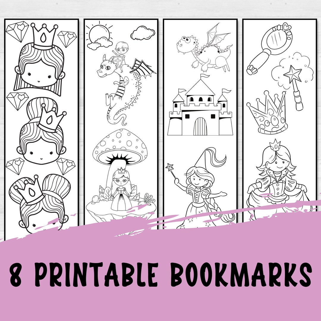 Bookmarks for Girls, Princess Party Favors, Coloring Bookmarks, Art ...
