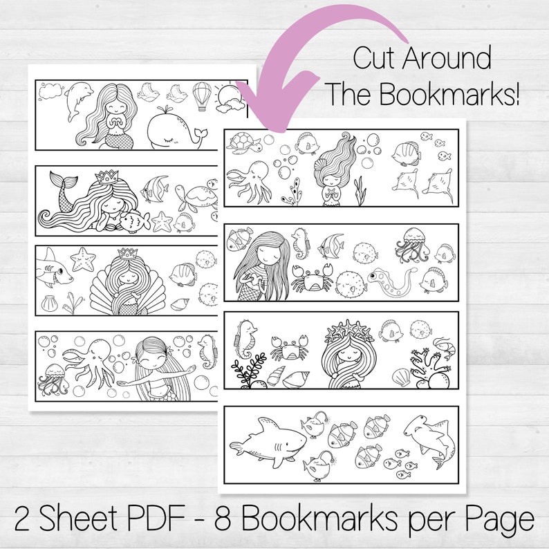Printable Bookmarks to Color, Mermaid Gifts for Girls, Cheap Party ...