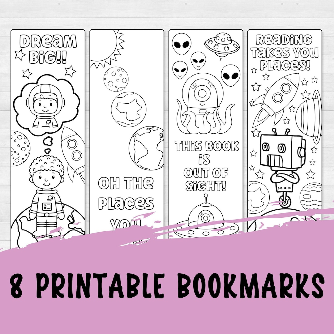 Space Bookmark, Printable Bookmarks for Kids, Space Party Favors ...