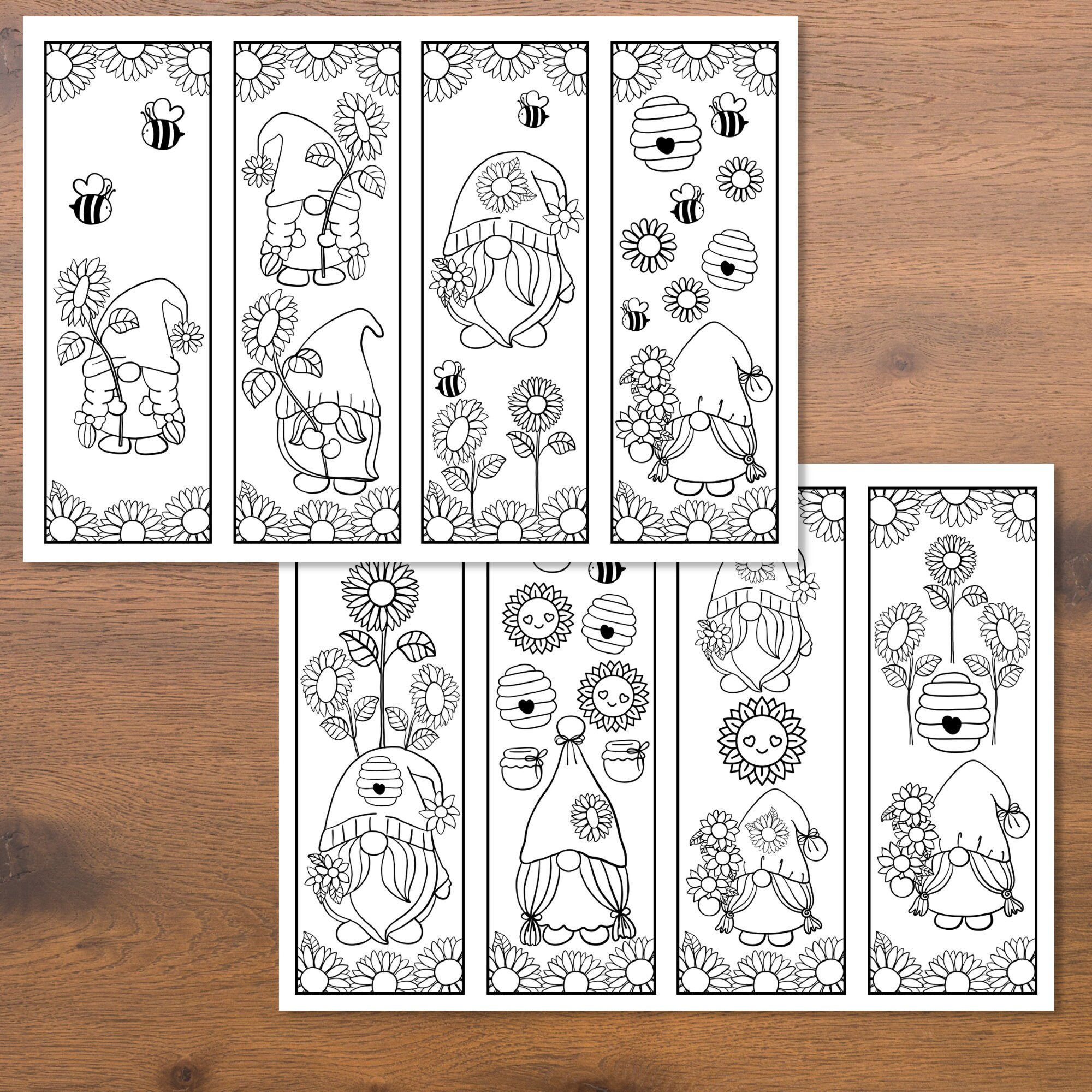 Sunflower Bookmark, Gnome Coloring Pages, Gnome Lover Gift, Gifts Under ...