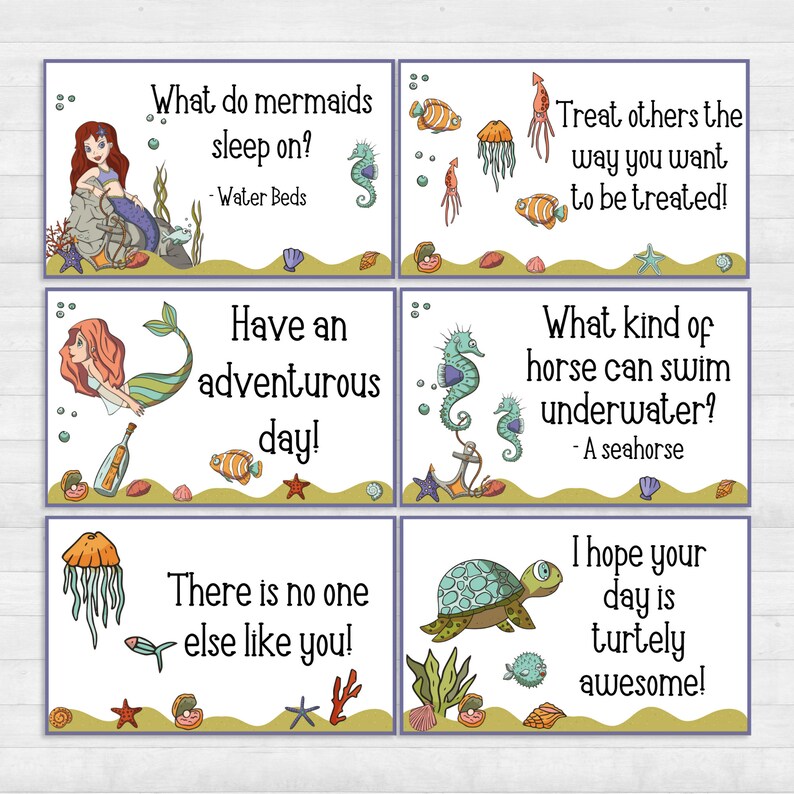 Mermaid Note Cards, Mermaid Gifts for Girls, Lunchbox Note Printable ...