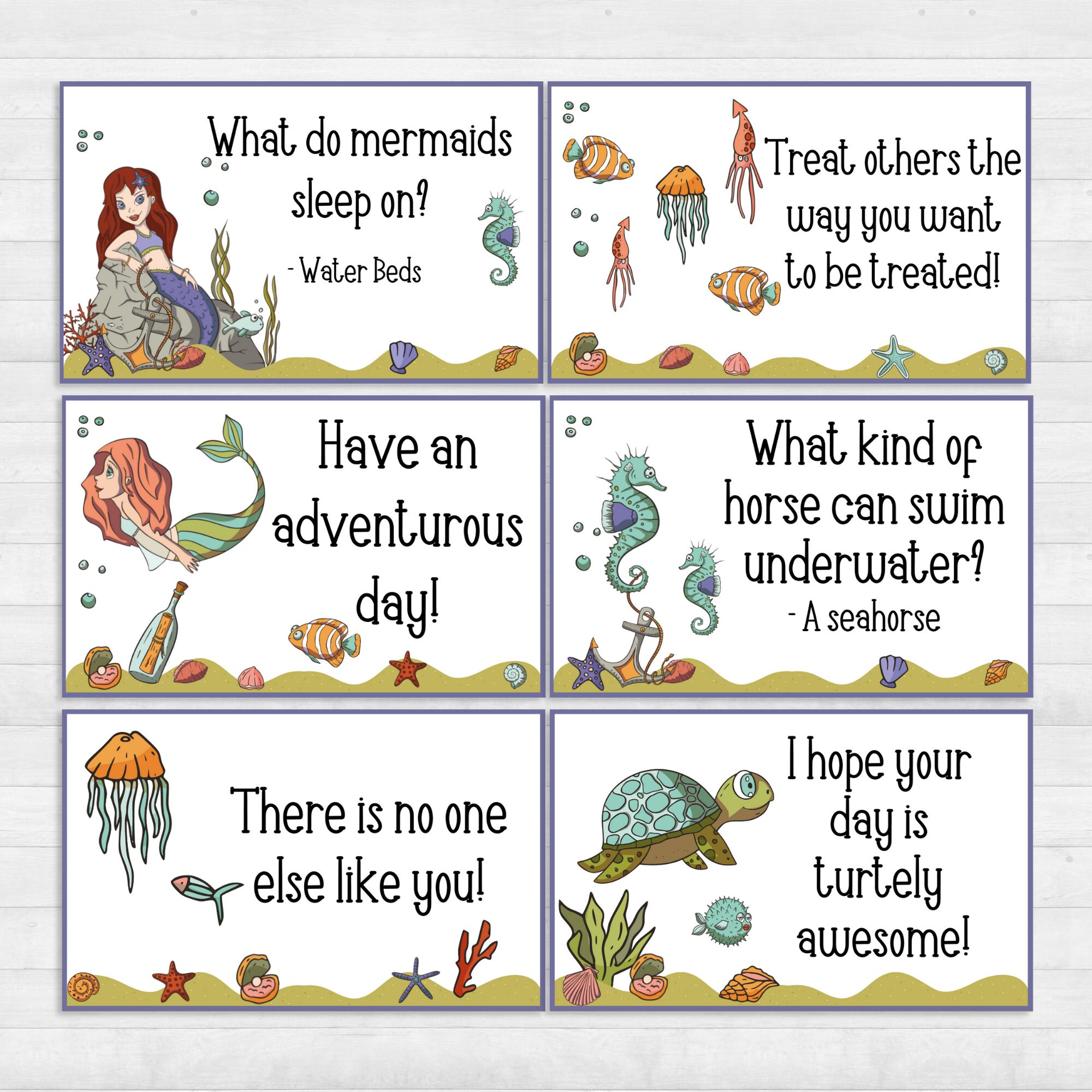 Mermaid Note Cards, Mermaid Gifts for Girls, Lunchbox Note Printable ...