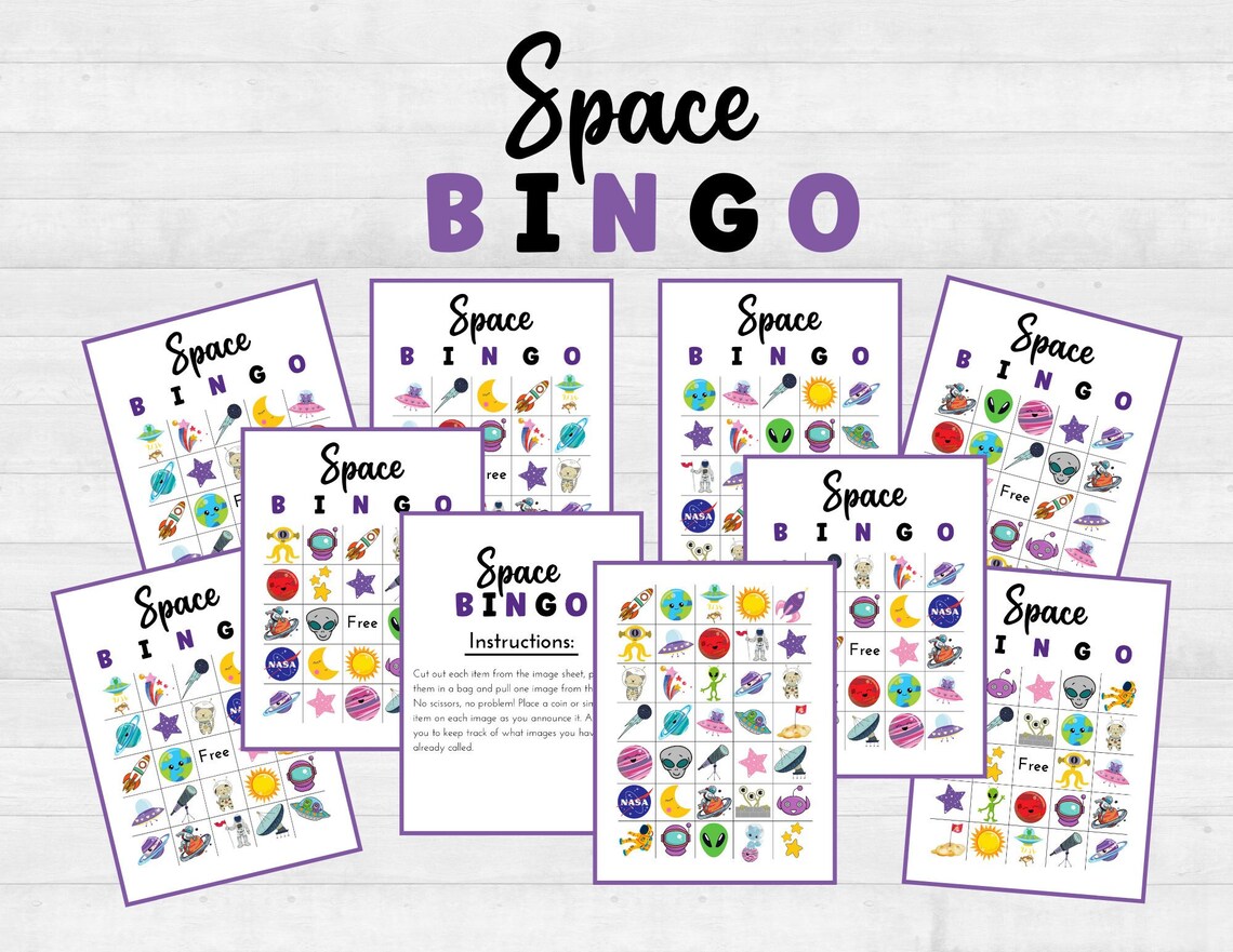Space Bingo Cards Printable Birthday Bingo for Kids Space | Etsy