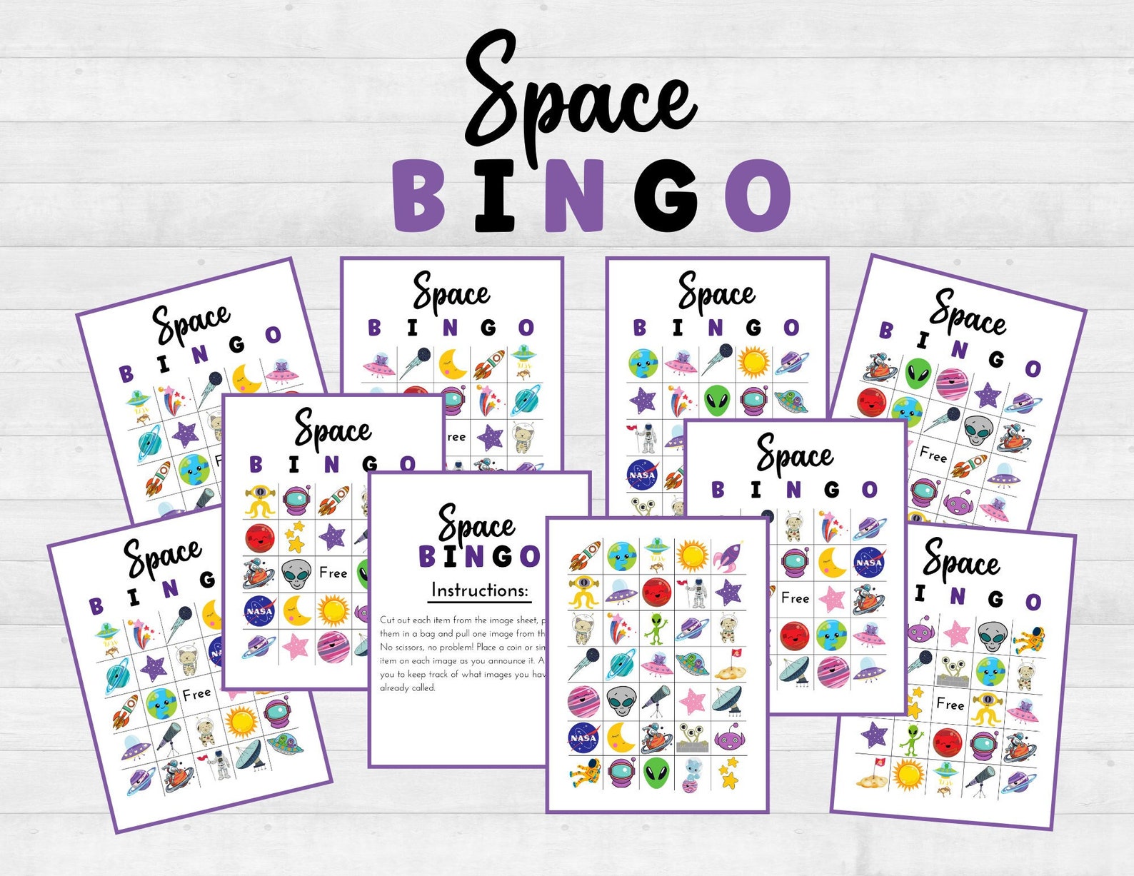 Space Bingo Cards Printable Birthday Bingo for Kids Space | Etsy