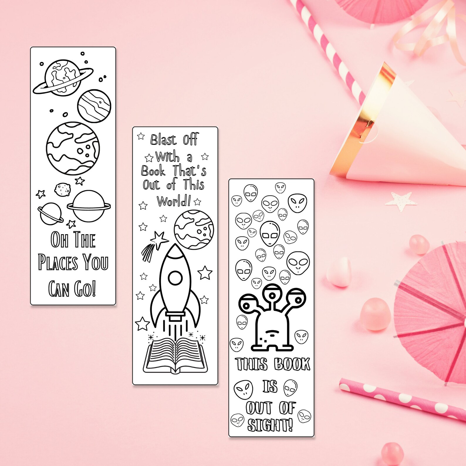 Coloring Bookmarks for Kids, Astronaut Party Favors, Space Gifts for ...