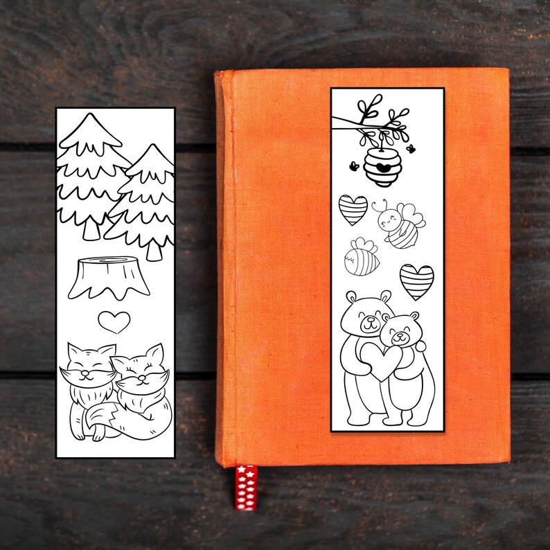 Bookmarks to Color, Last Minute Gift, Animal Coloring Pages, Printable ...