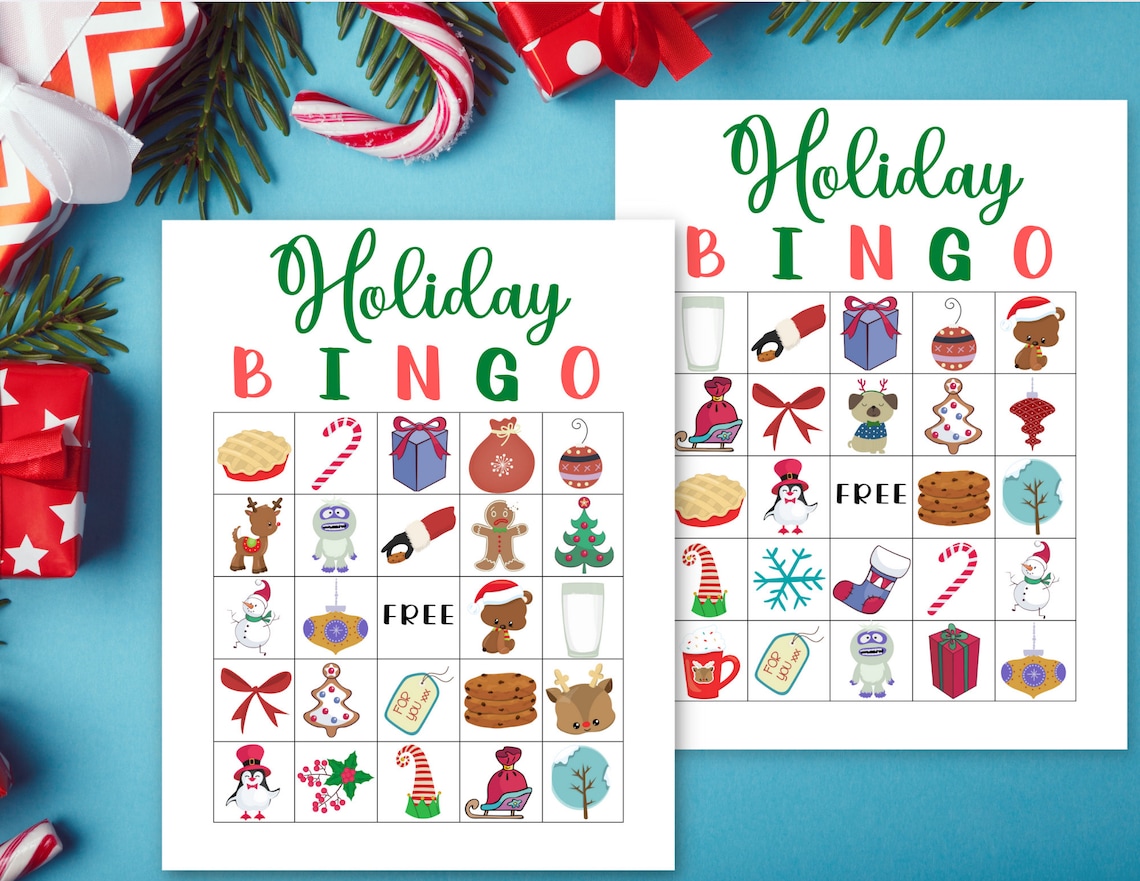 Holiday Bingo Cards Printable, Classroom Games, Printable Holiday Games ...