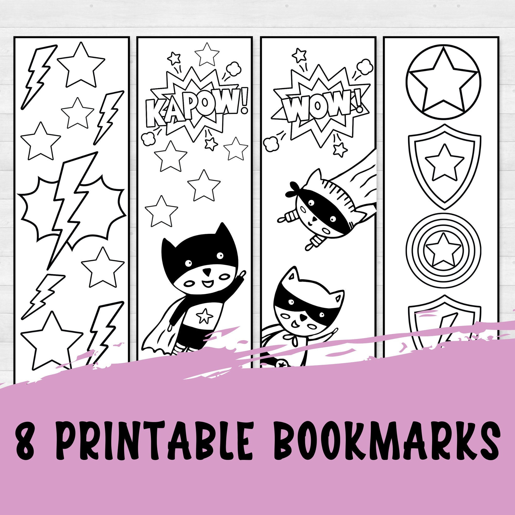 Bookmarks to Color, Superhero Party Favors, Cat Lover Gifts, Reading ...
