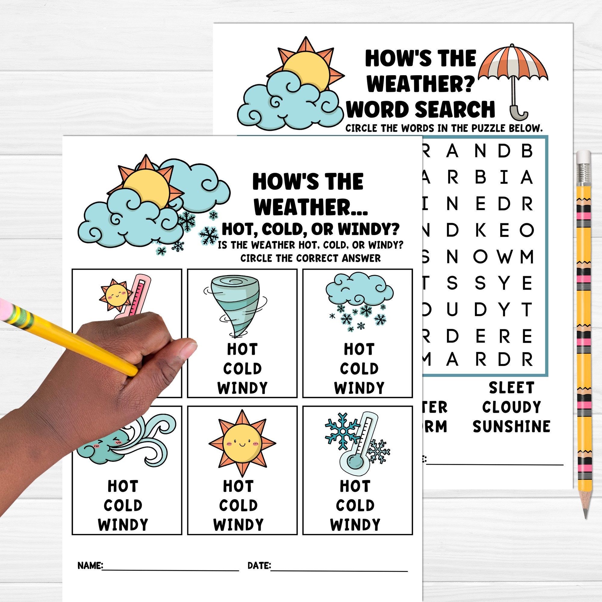 Weather Coloring Page, Learning Activity Book, Spring Worksheets ...